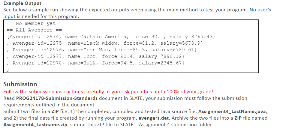 Solved Assignment 4 - The Avengers Requirements This | Chegg.com