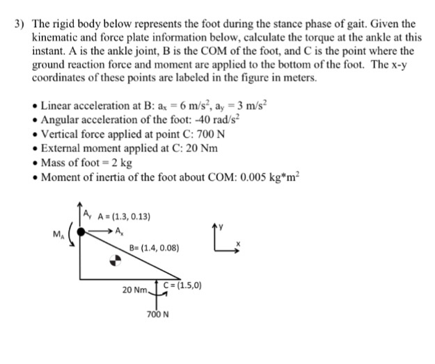 Solved The rigid body below represents the foot during the | Chegg.com