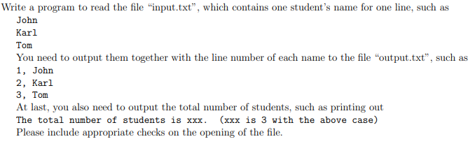 Solved Write a program to read the file "input.txt”, which | Chegg.com