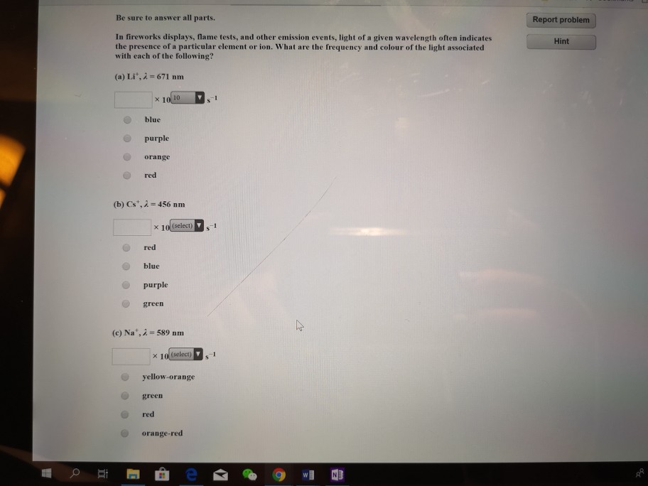 Solved Be sure to answer all parts. Report problem In | Chegg.com