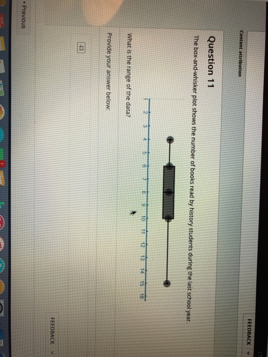 Solved FEED Question 11 The box-and-whisker plot shows the | Chegg.com