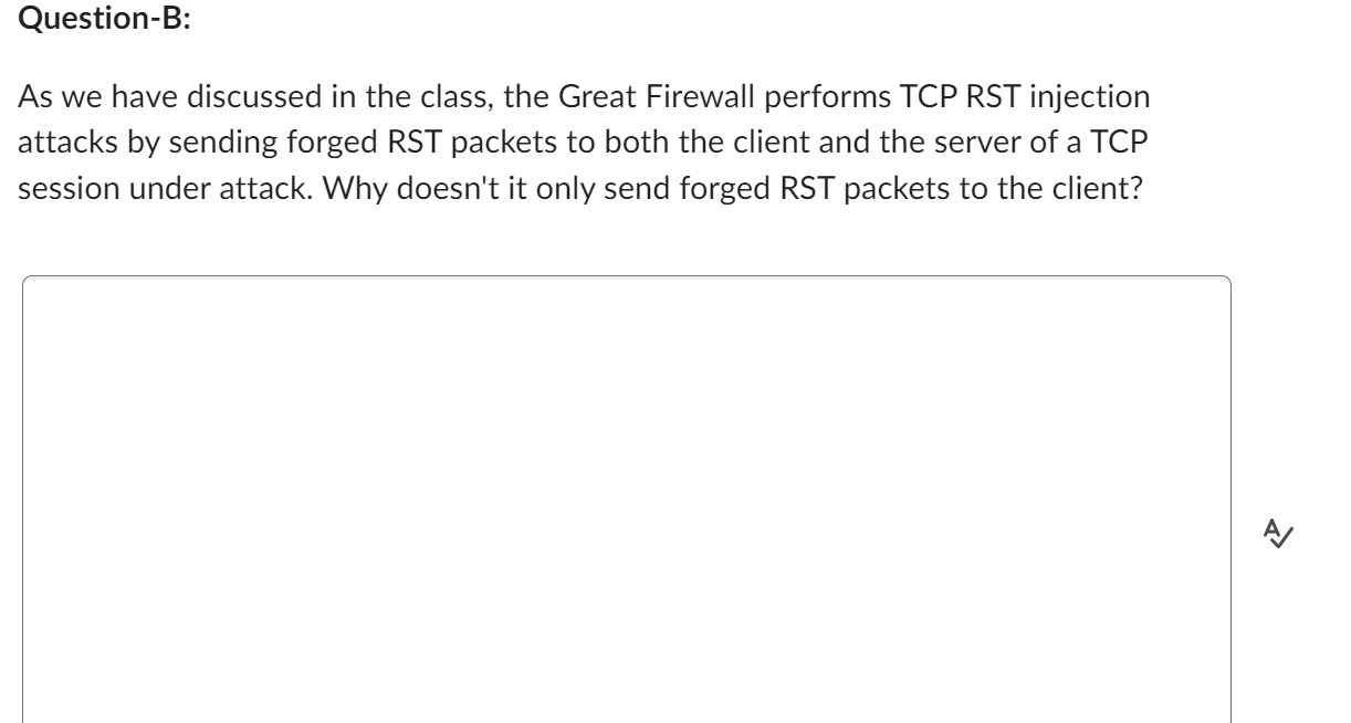Solved As we have discussed in the class, the Great Firewall | Chegg.com