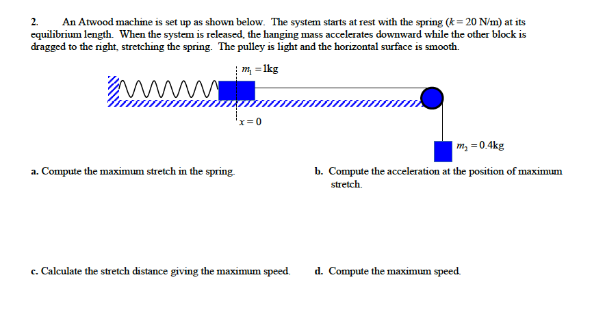 Solved 2. An Atwood machine is set up as shown below. The | Chegg.com