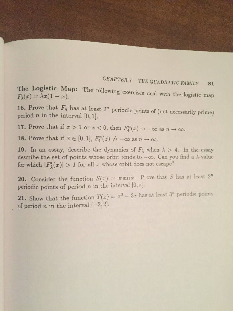 CHAPTER 7 THE QUADRATIC FAMILY 81 The Logistic Map: | Chegg.com
