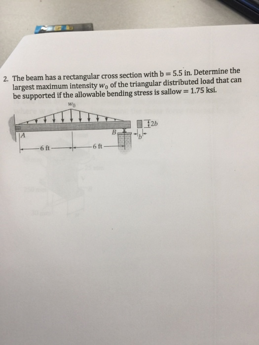 Solved 2. The beam has a rectangular cross section with b- | Chegg.com