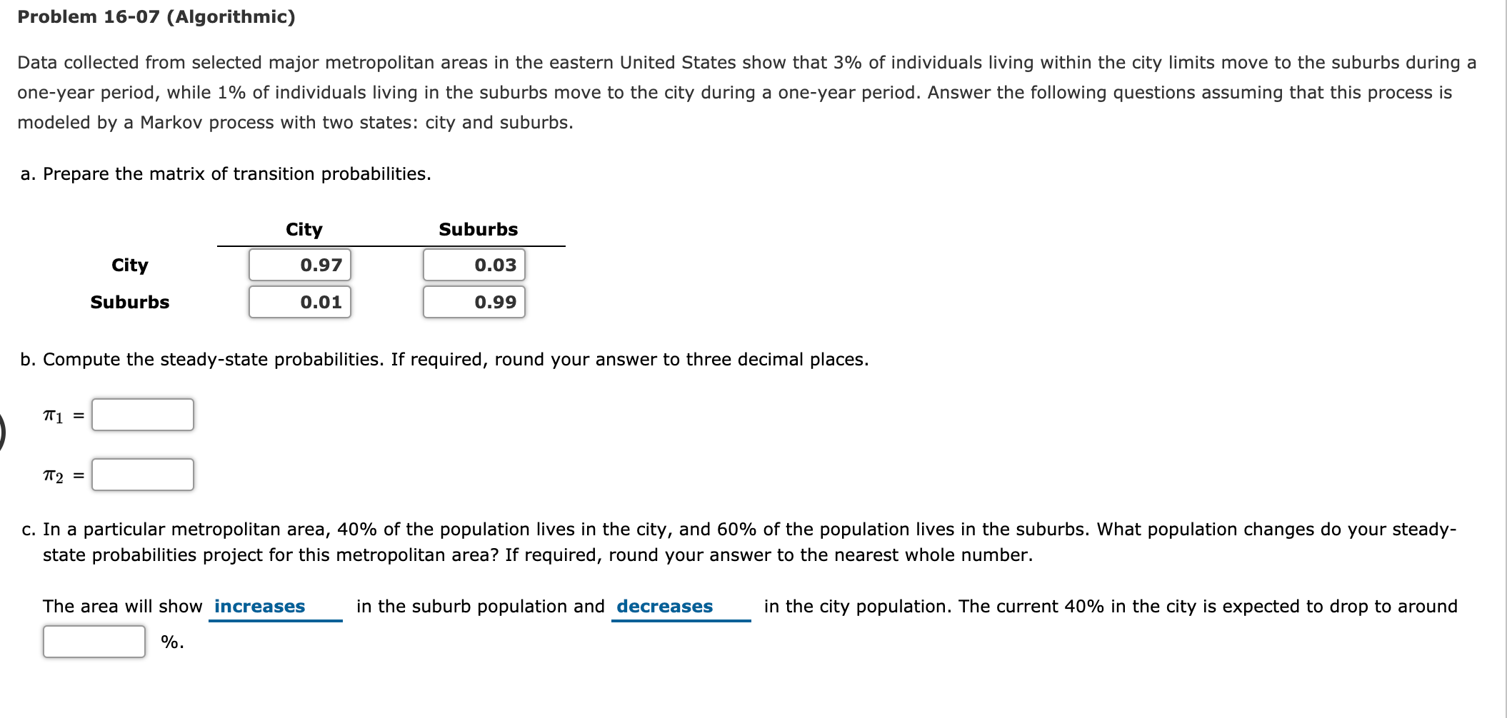 Solved Problem 16-07 (Algorithmic) Data collected from | Chegg.com
