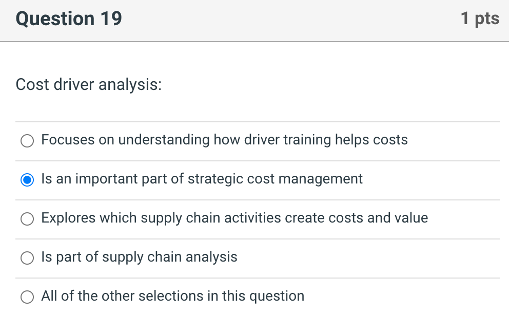 Solved Cost driver analysis: Focuses on understanding how | Chegg.com
