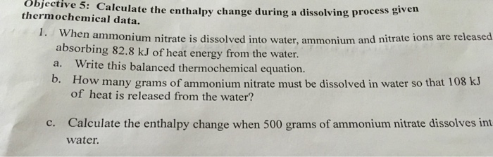 Solved Objective thermochemical data. 5: C alculate the | Chegg.com