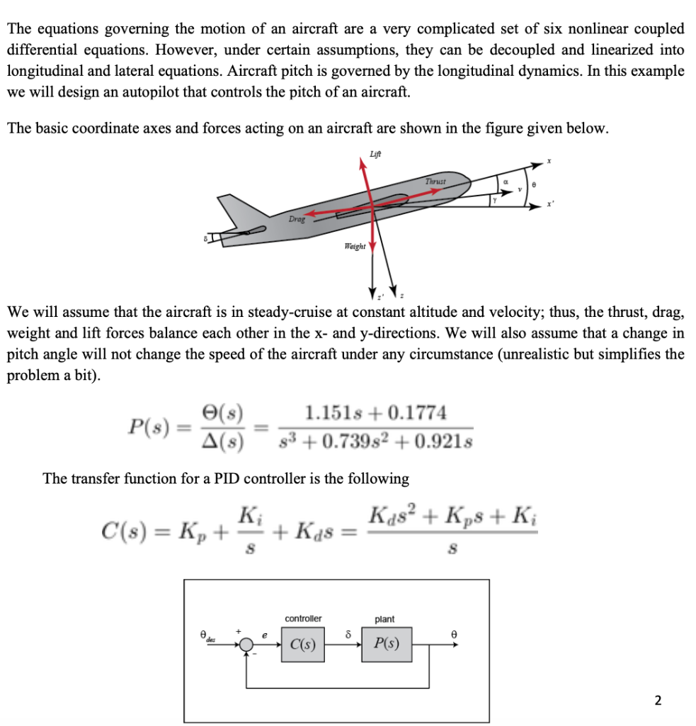 The equations governing the motion of an aircraft are | Chegg.com