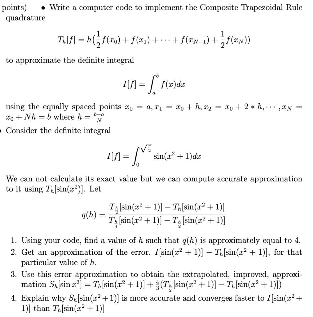 Solved points) • Write a computer code to implement the | Chegg.com