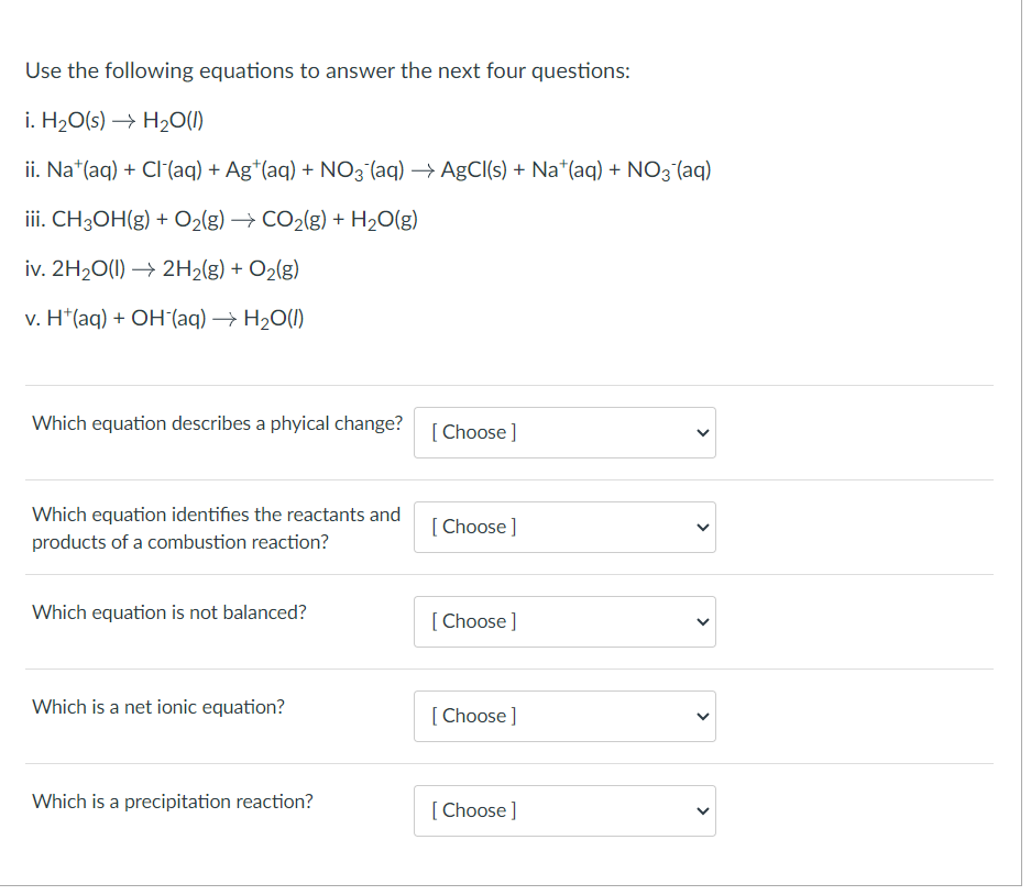 Use the following equations to answer the next four | Chegg.com