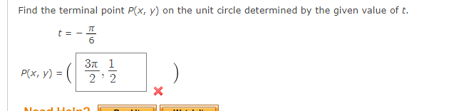 Solved Find the terminal point P(x,y) on the unit circle | Chegg.com