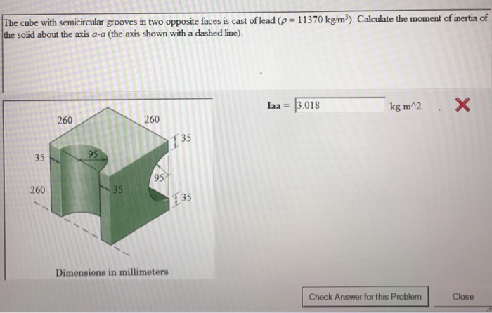Solved The cube with semicircular grooves in two opposite | Chegg.com