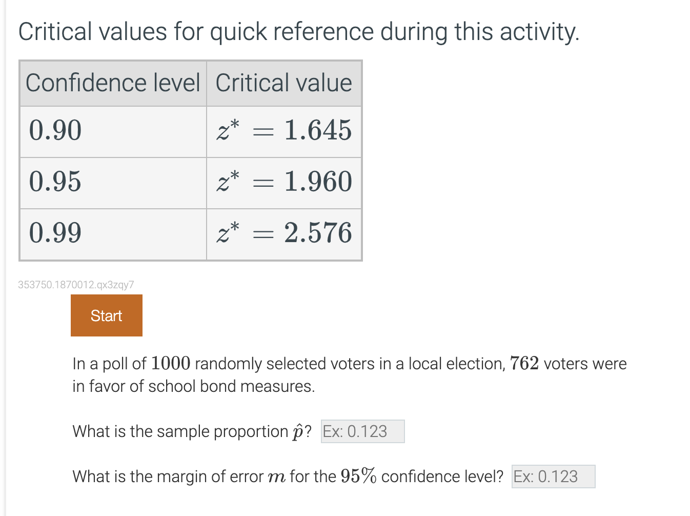 Solved Critical values for quick reference during this | Chegg.com