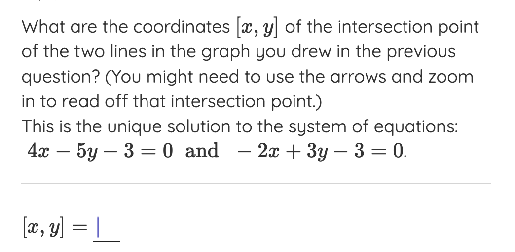 Solved What are the coordinates [x,y] of the intersection | Chegg.com