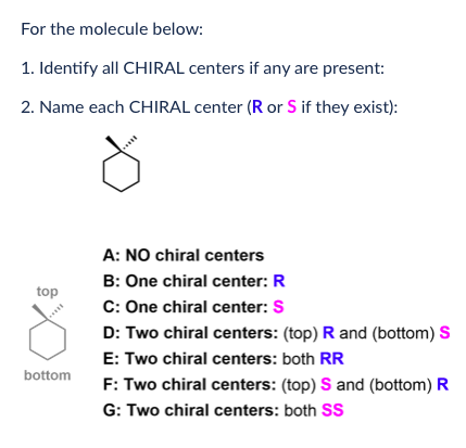 Solved For the molecule below: 1. Identify all CHIRAL | Chegg.com