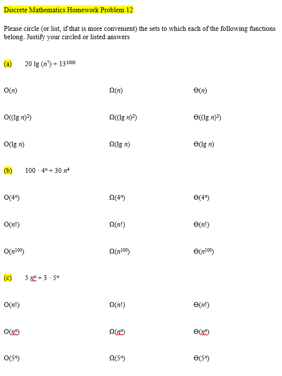 Solved Discrete Mathematics Homework Problem 12 Please | Chegg.com