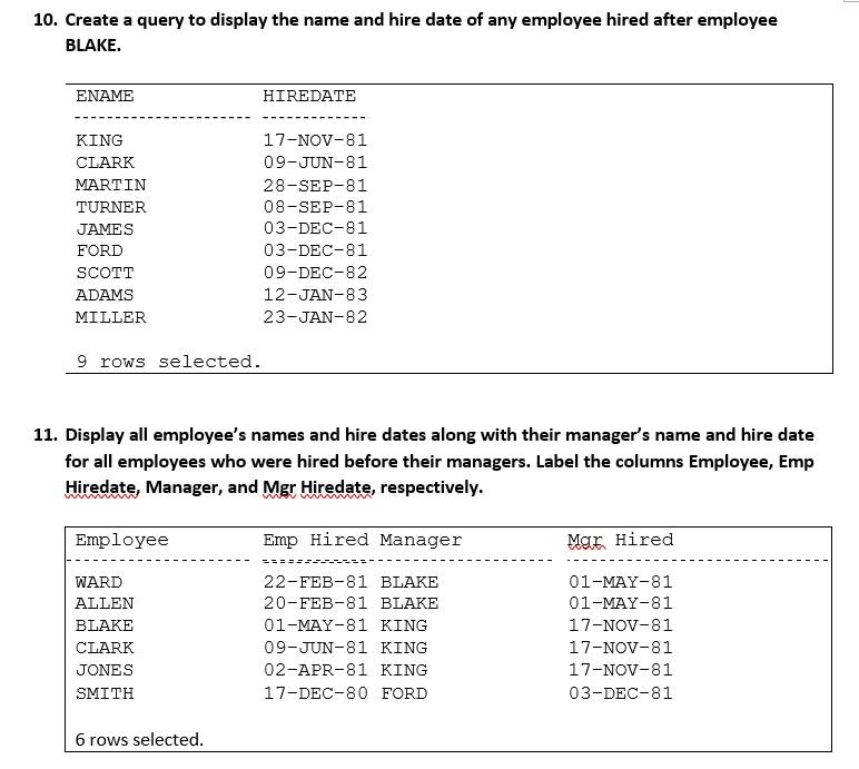 Solved 8. Create a query that will display the employee | Chegg.com