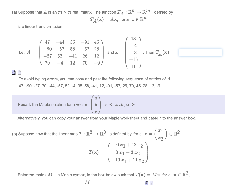 Solved (a) Suppose that A is an m x n real matrix. The | Chegg.com