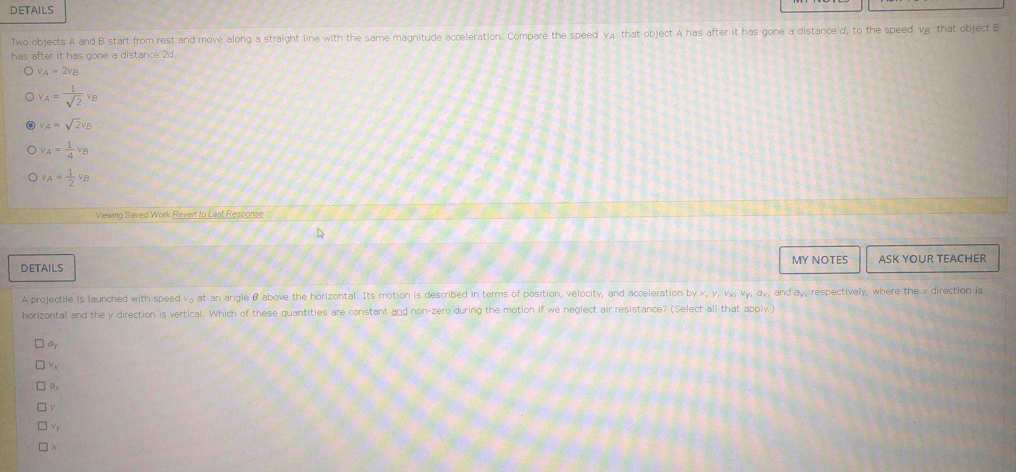 Solved - DETAILS Two objects A and B start from rest and | Chegg.com