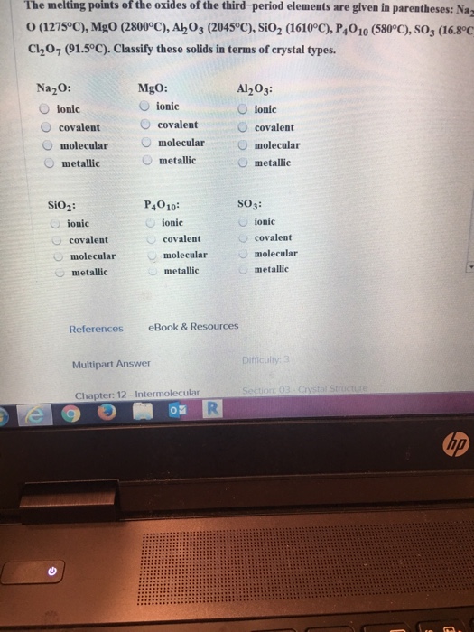 Solved The melting points of the oxides of the third period | Chegg.com
