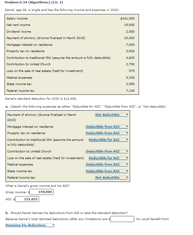 Solved Problem 6-34 (Algorithmic) (LO. 1) Daniel, age 38 , | Chegg.com