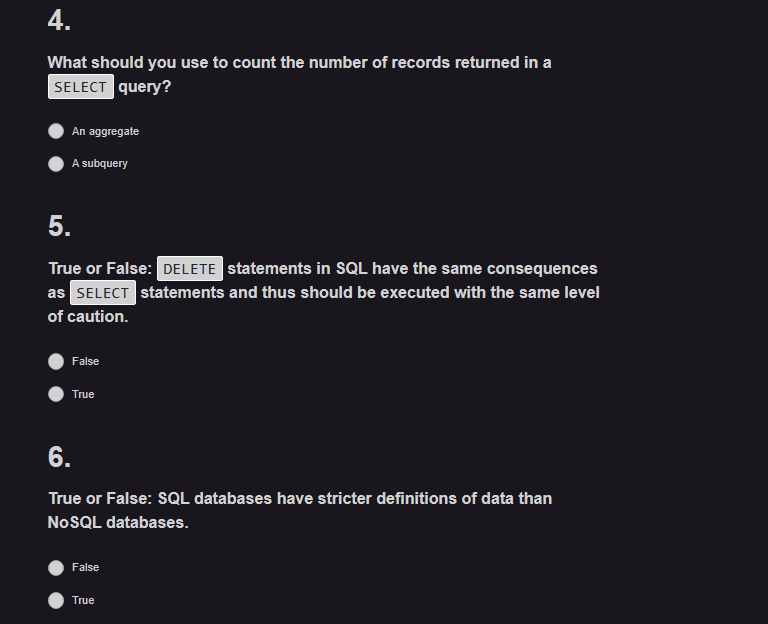 Solved 4. What should you use to count the number of records | Chegg.com