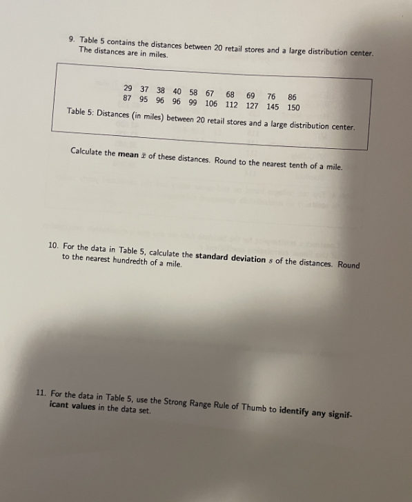 Solved 9. Table 5 contains the distances between 20 retail | Chegg.com