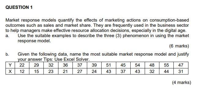 Solved Market response models quantify the effects of | Chegg.com
