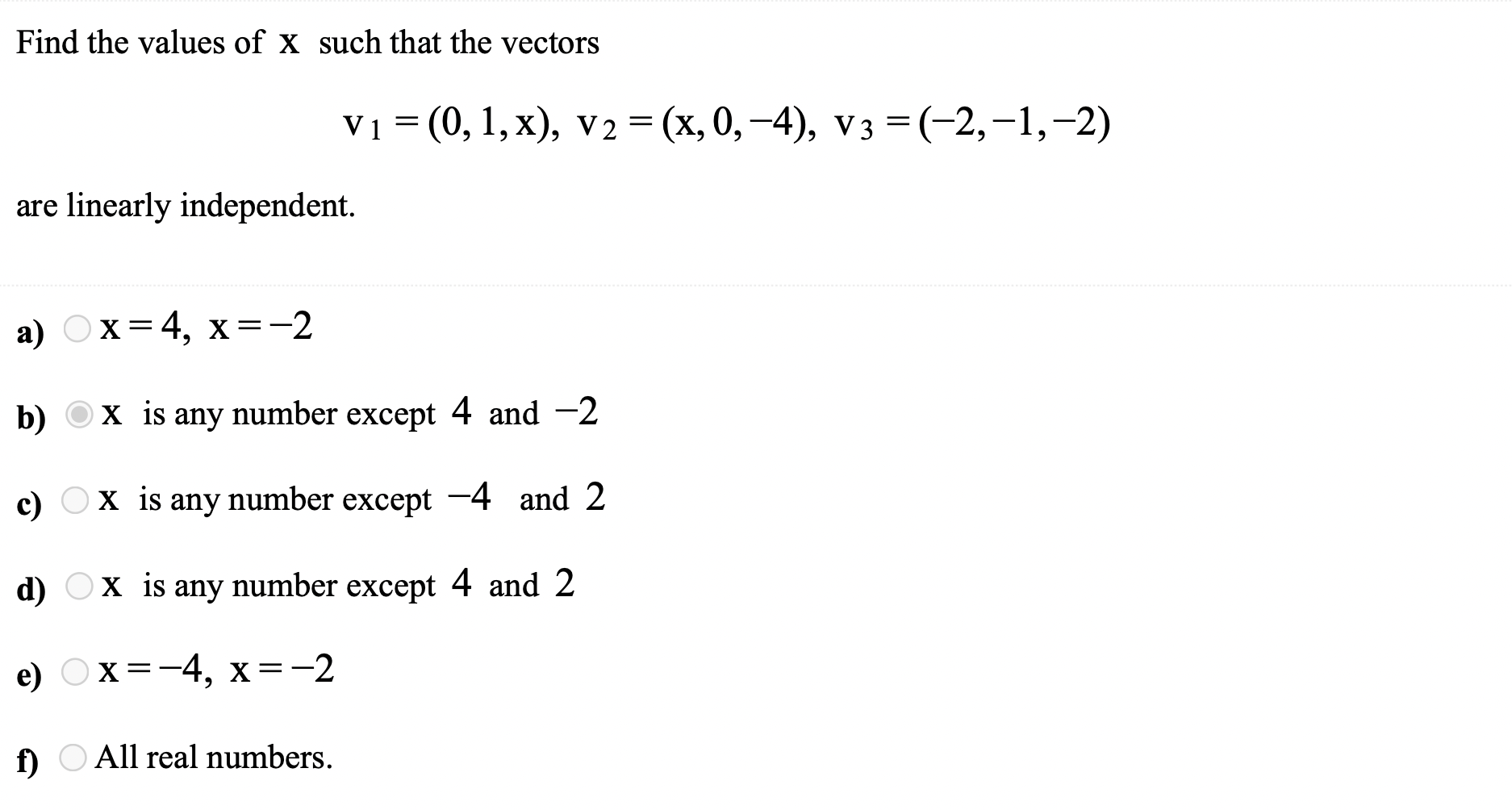 Solved Find the values of X such that the vectors | Chegg.com