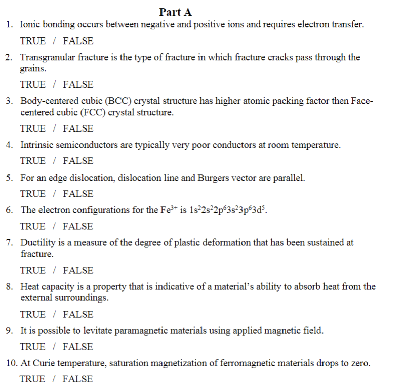Solved Part A 1. Ionic bonding occurs between negative and | Chegg.com