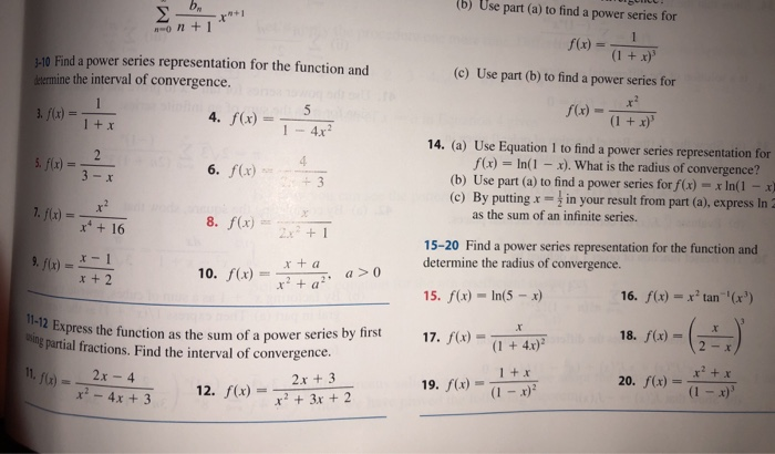 Solved (b) Use part (a) to find a power series for -o n+1 | Chegg.com