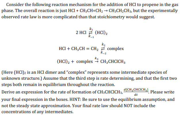 Solved Consider the following reaction mechanism for the | Chegg.com