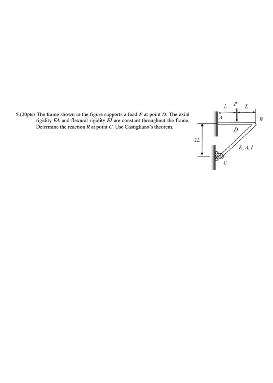 Solved 5.(20pts) The frame shown in the figure supports a | Chegg.com