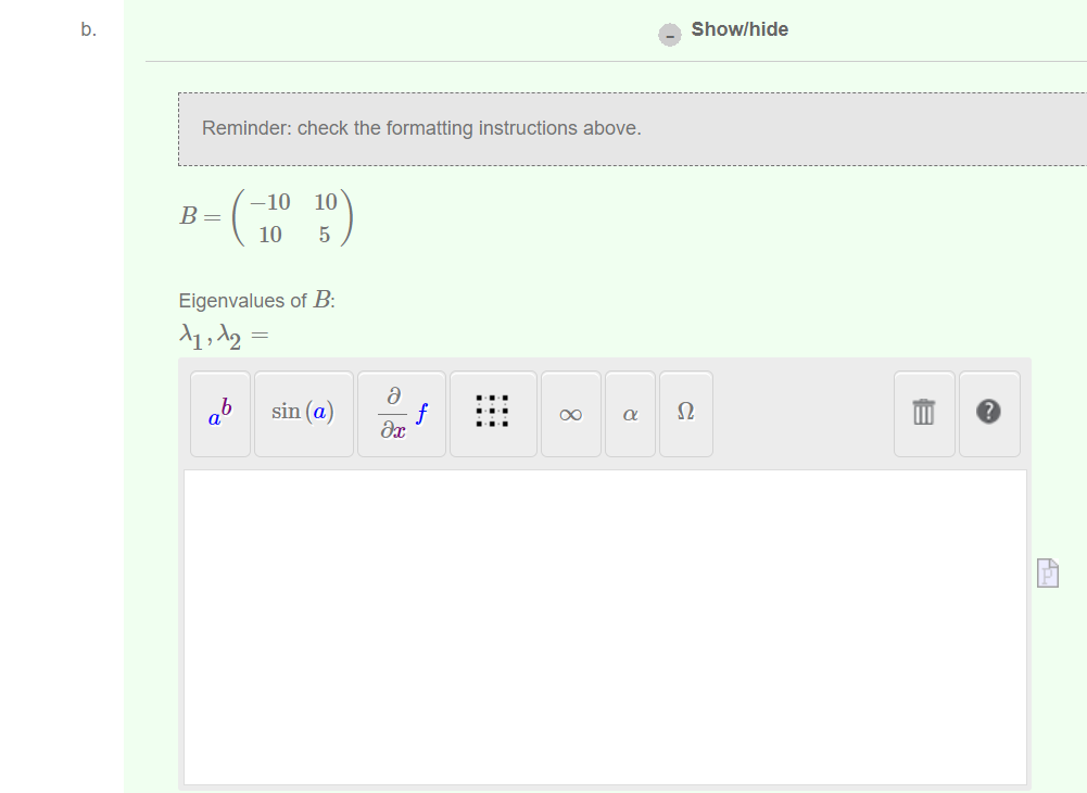 Solved Format: Enter eigenvalues with multiplicity, | Chegg.com