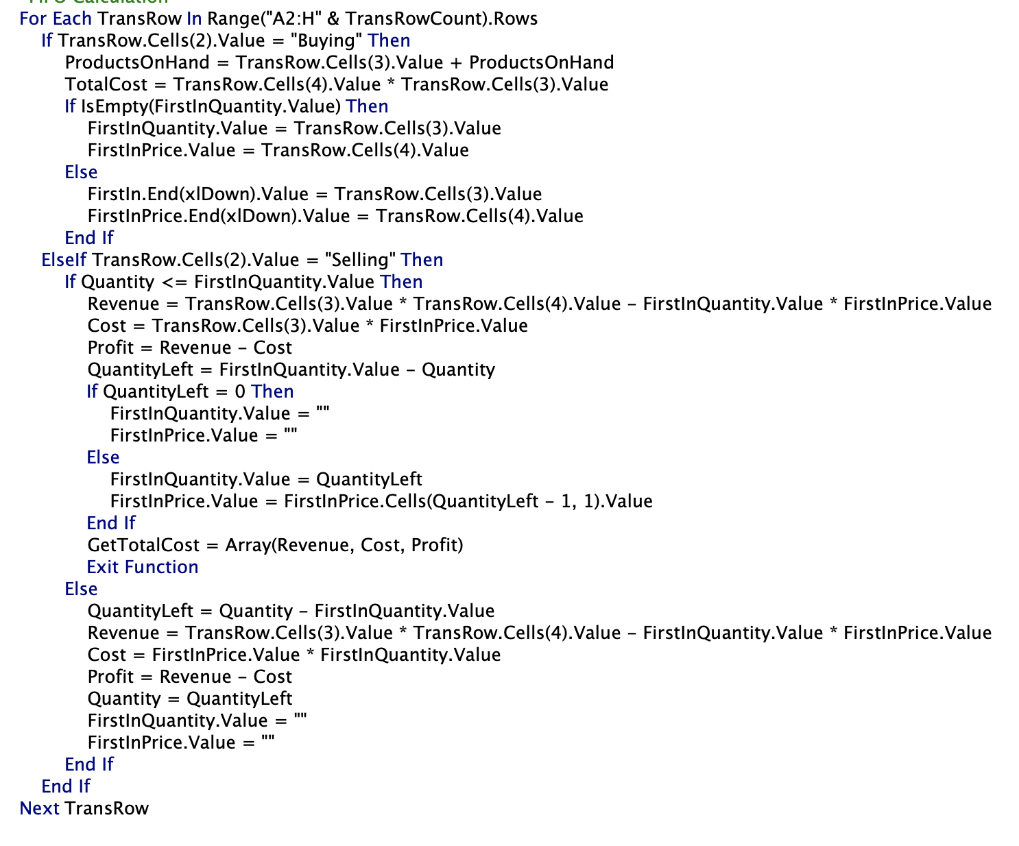 Solved Function GetProductsOnHand() As Double Dim | Chegg.com