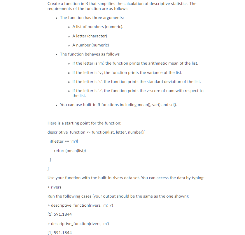 Solved Create a function in R that simplifies the | Chegg.com