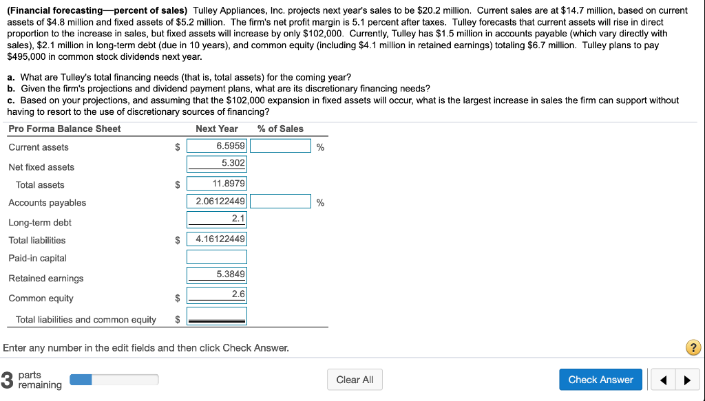 Solved A. What are Tulley's total financing needs (that is, | Chegg.com