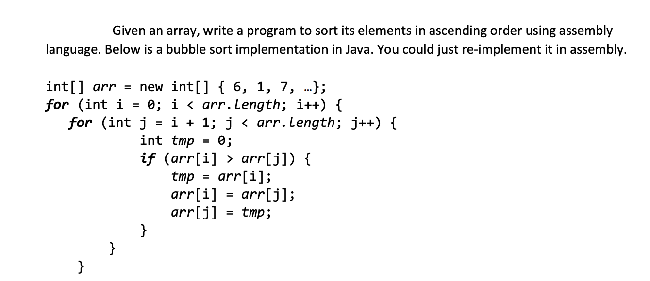 Solved Given an array, write a program to sort its elements | Chegg.com