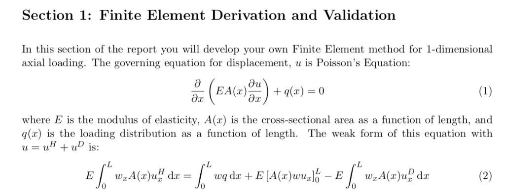 Solved Section 1 Finite Element Derivation And Validation