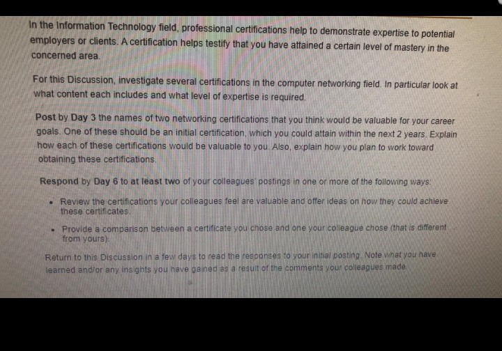 In the Information Technology field, professional | Chegg.com