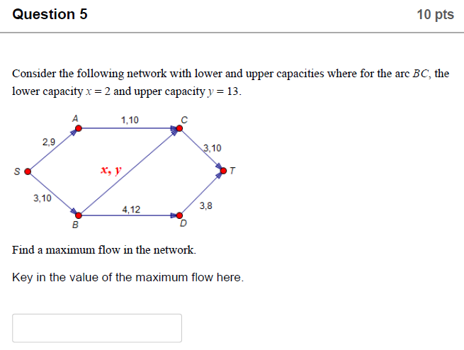 Solved Question 5 10 pts Consider the following network with | Chegg.com