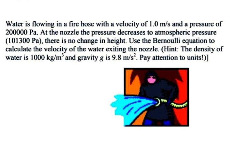 Solved Water is flowing in a fire hose with a velocity of | Chegg.com