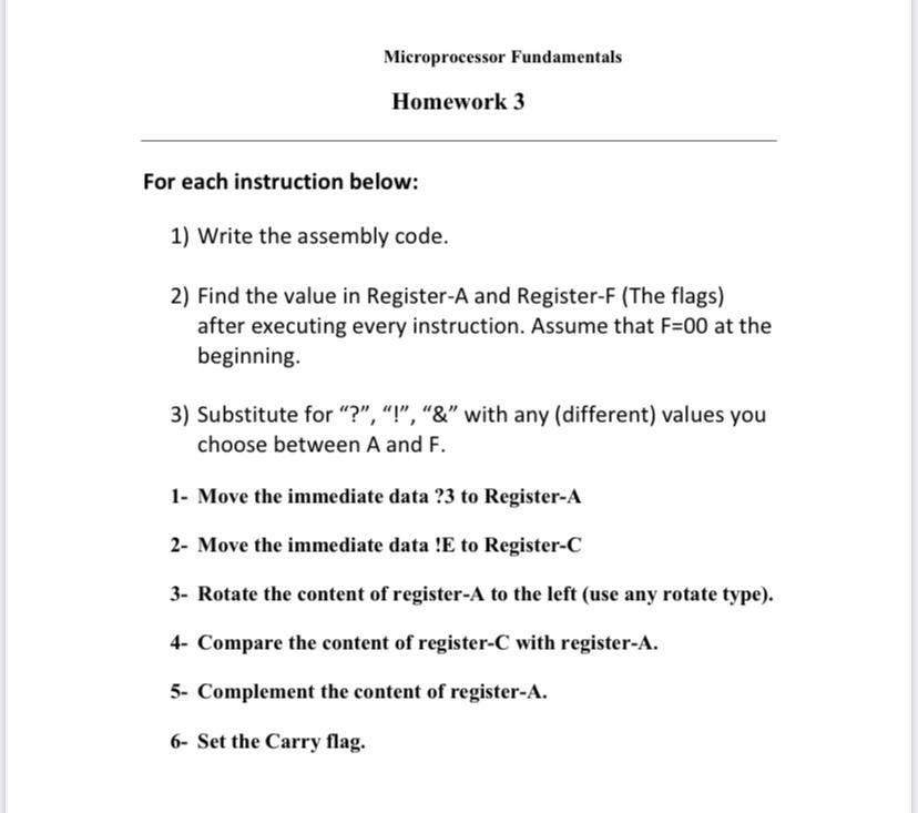 Solved Microprocessor Fundamentals Homework 3 For Each