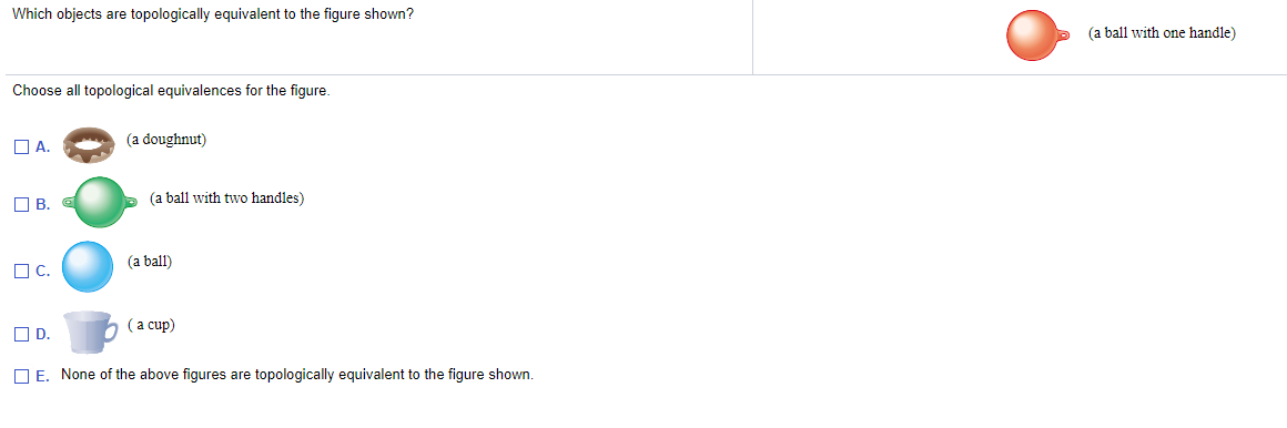 Solved Which objects are topologically equivalent to the | Chegg.com