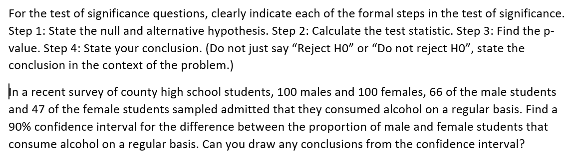 Solved For the test of significance questions, clearly | Chegg.com