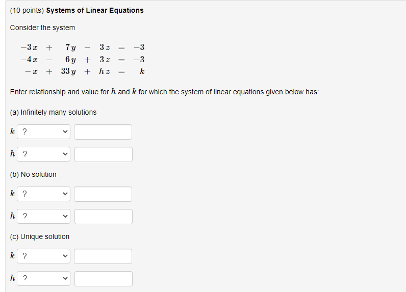 Solved (10 points) Systems of Linear Equations Consider the | Chegg.com