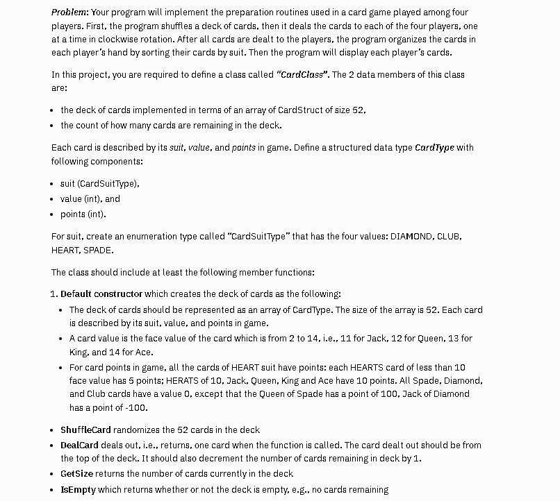 Solved Problem: Your program will implement the preparation | Chegg.com