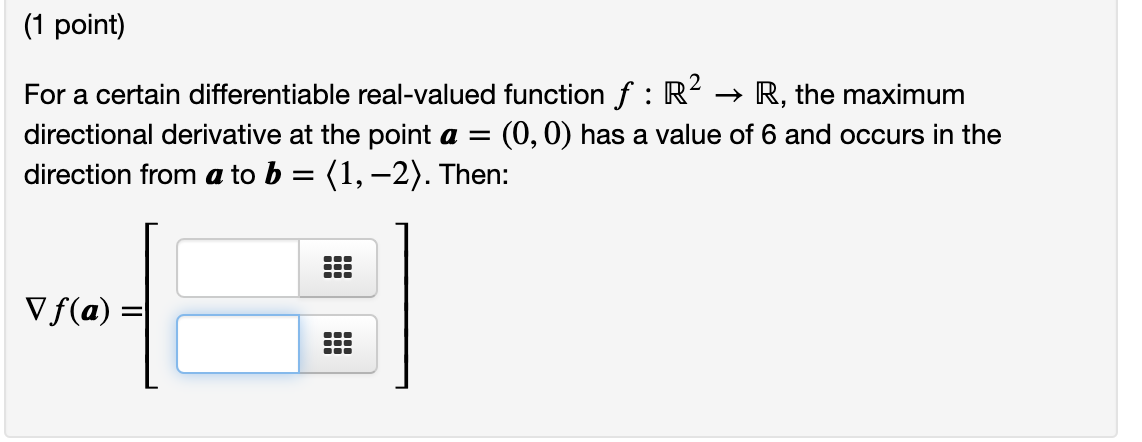 Solved (1 point) For a certain differentiable real-valued | Chegg.com