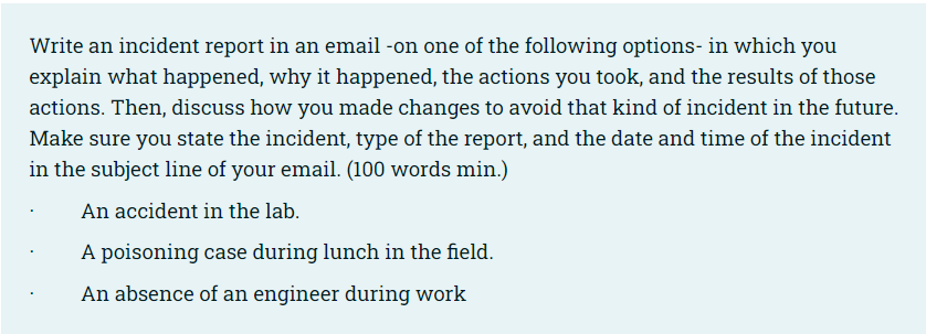Solved Write an incident report in an email -on one of the | Chegg.com
